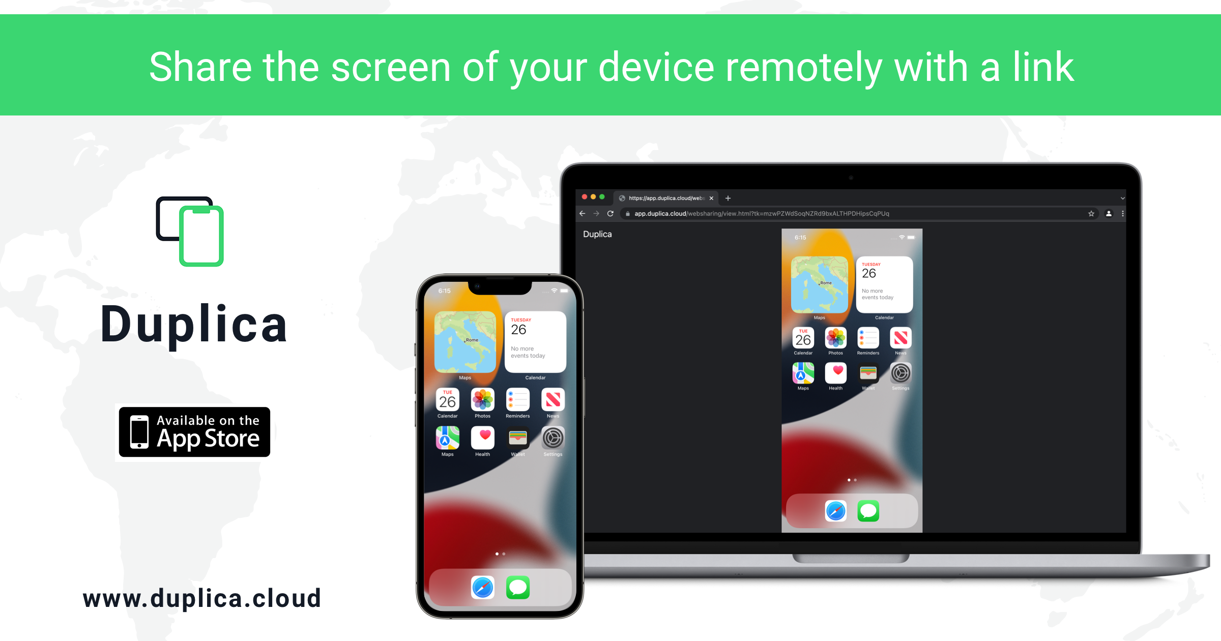 Duplica - Share the screen of your iPhone and iPad remotely with a link
